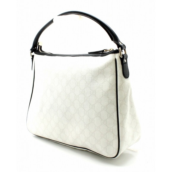Gucci | Bags | Gucci Supreme Shoulder Gg White Plus Black Tote | Poshmark